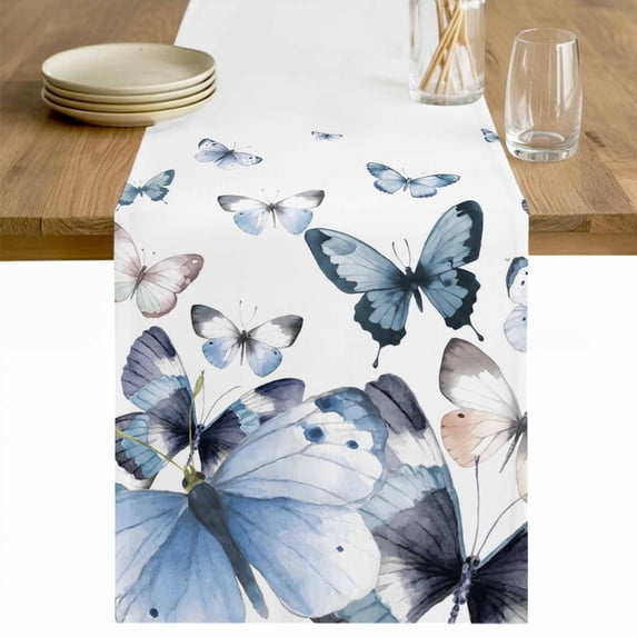 Blue Butterflies Table Runner 48 Inches Long Farmhouse Dress Scarves ...