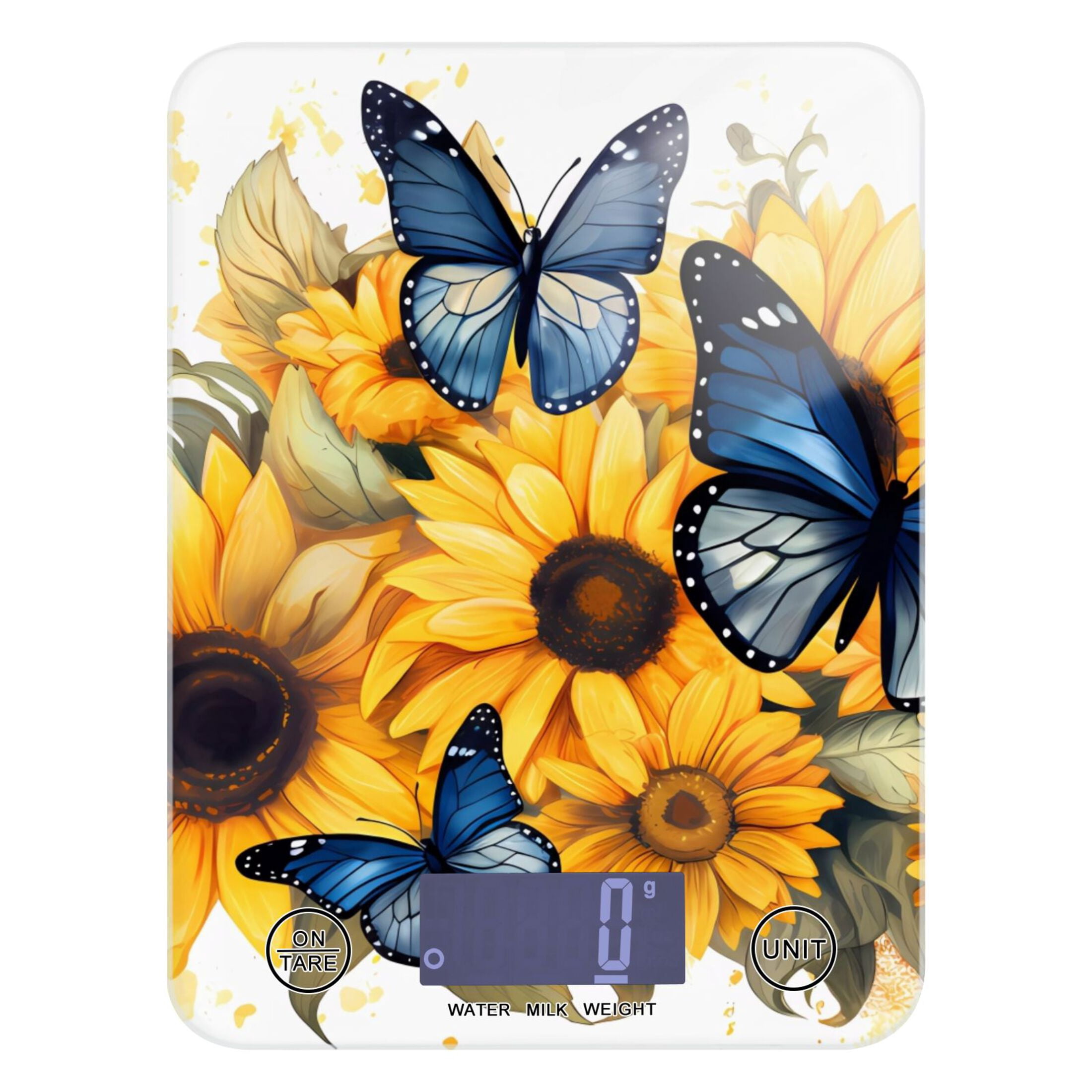 Blue Butterflies in Sunflowers Kitchen Scale Digital Food Scales Grams ...