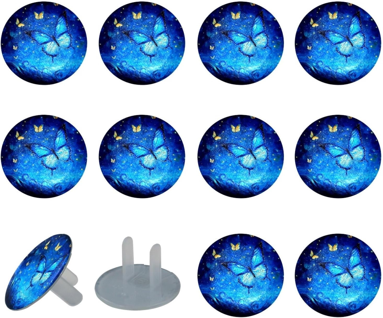 Blue Butterfly 24 Packs Socket Covers Baby Proofing, Electrical Outlet ...