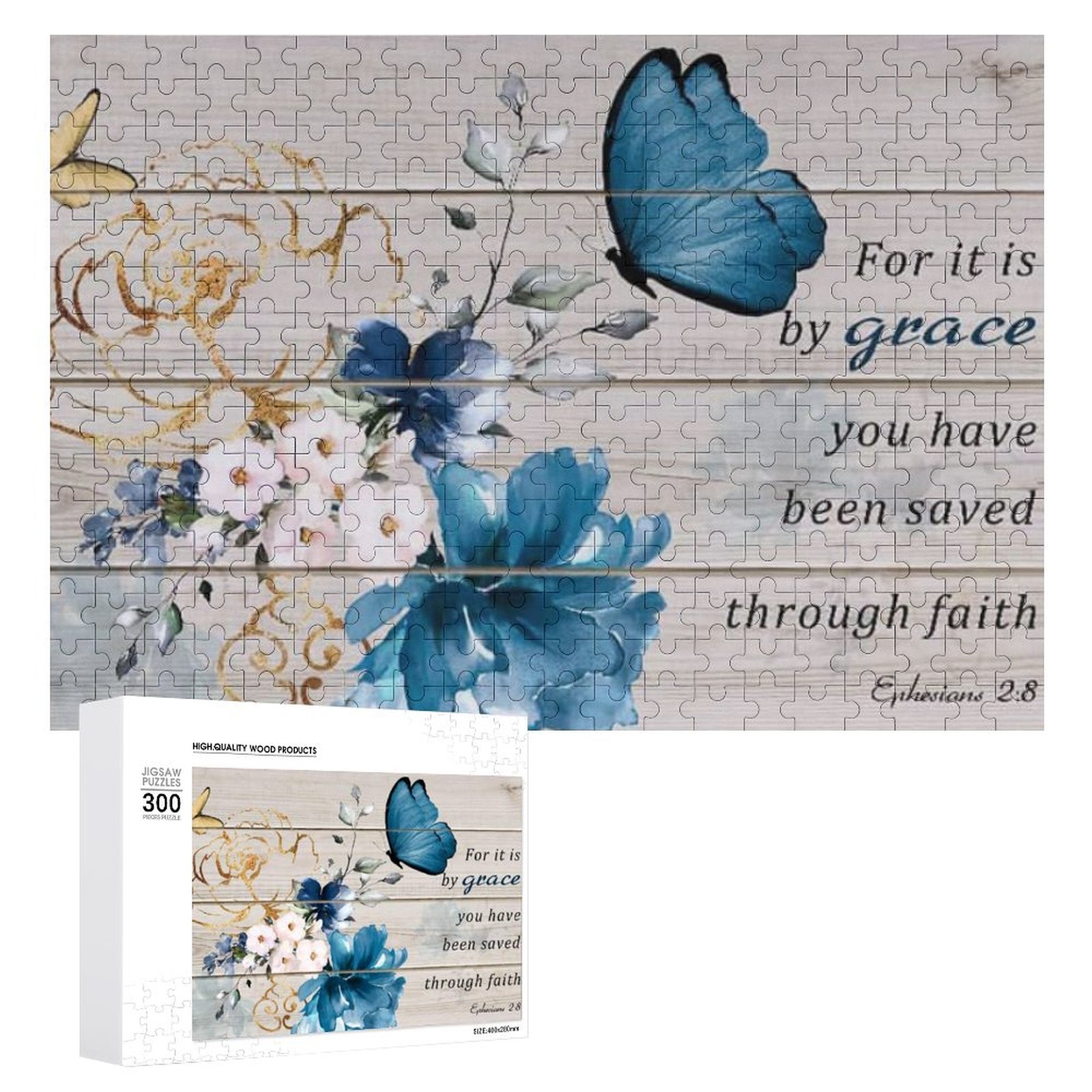 Blue Butterfly 300 Piece Jigsaw Puzzle for Adults and Families - Bible ...