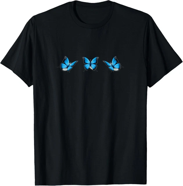 Blue Butterfly Aesthetic Blue Butterflies Teen Girls Women T-Shirt ...