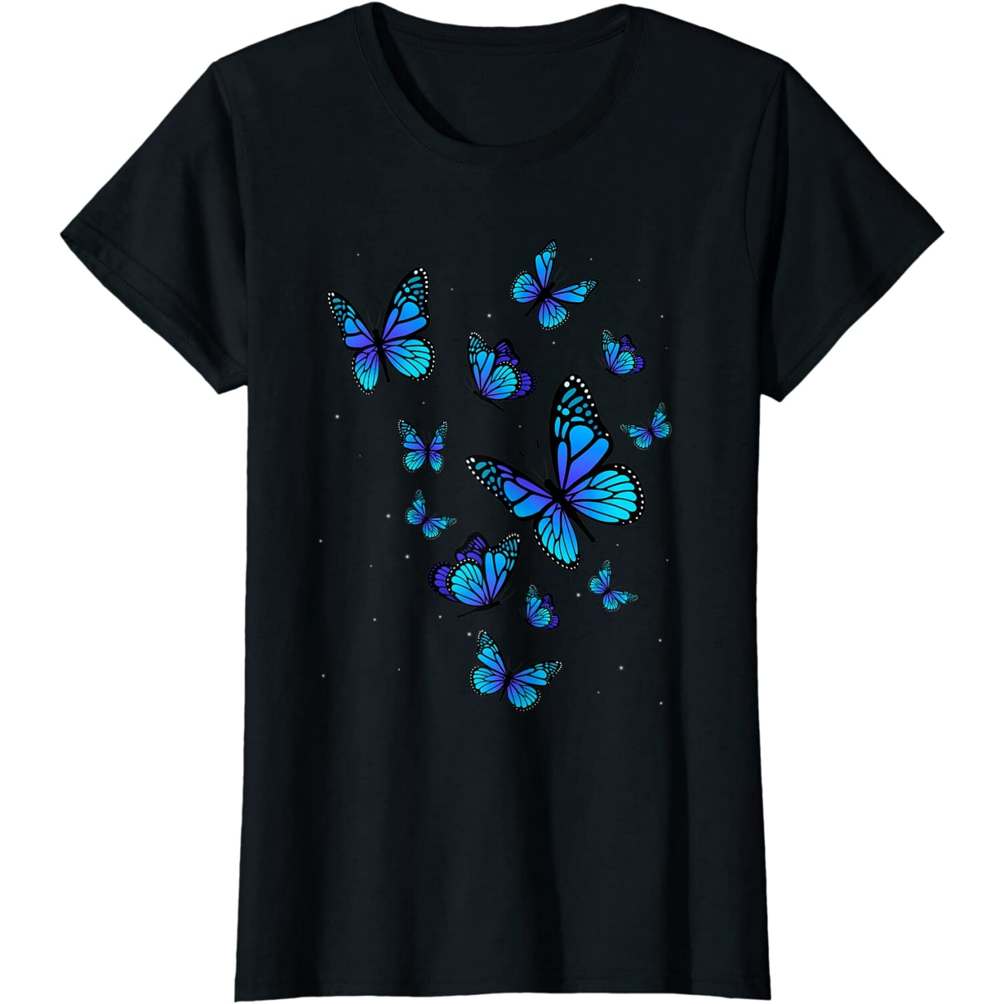 Blue Butterfly Art Garden Beautiful Butterflies T-Shirt Women Short ...