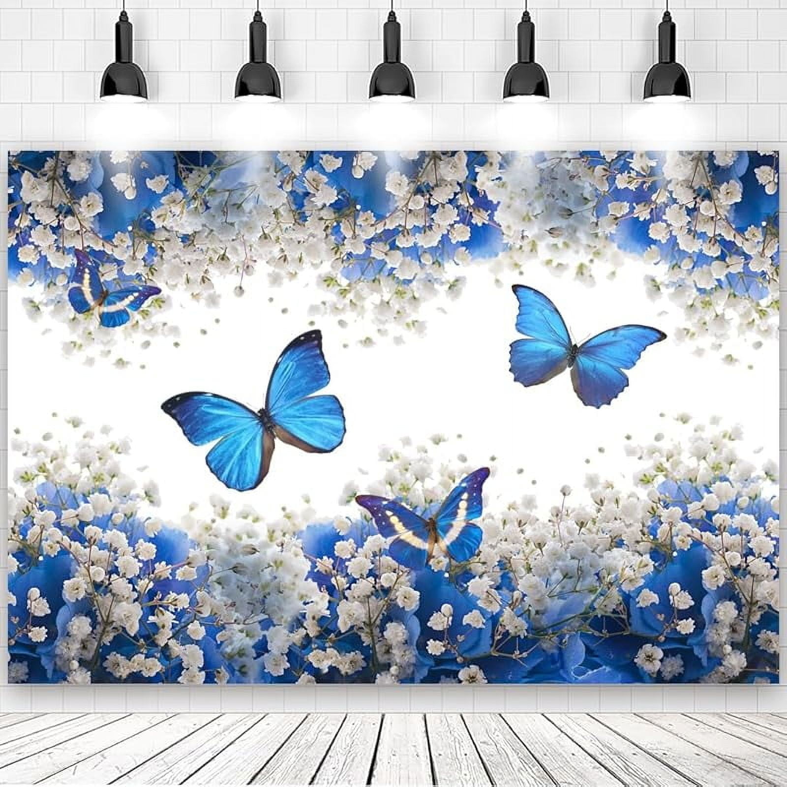 Blue Butterfly Backdrop for Photography Anniversary Birthday Baby ...