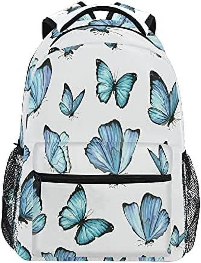 Blue Butterfly Backpacks Waterproof Laptop Casual Daypack Tablet Travel ...