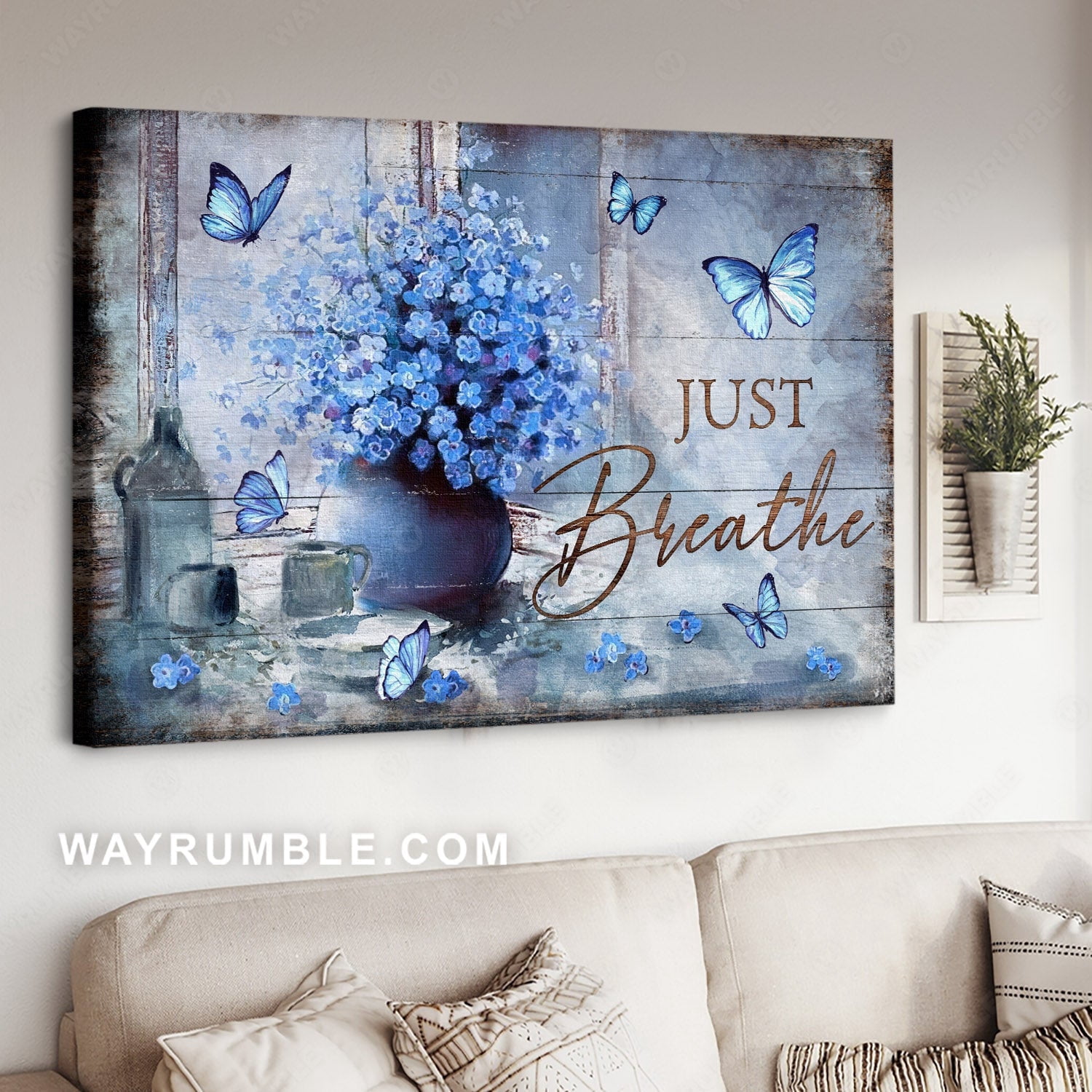 Blue Butterfly, Blue Flower Vase, Vintage Painting, Just Breathe, Jesus ...