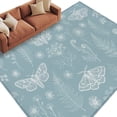 Blue Butterfly Botanical Area Rug 8x10 Washable Rug Non Slip Summer ...