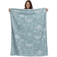 Blue Butterfly Botanical Blanket Soft Cozy Warm Throw Blanket for Couch ...