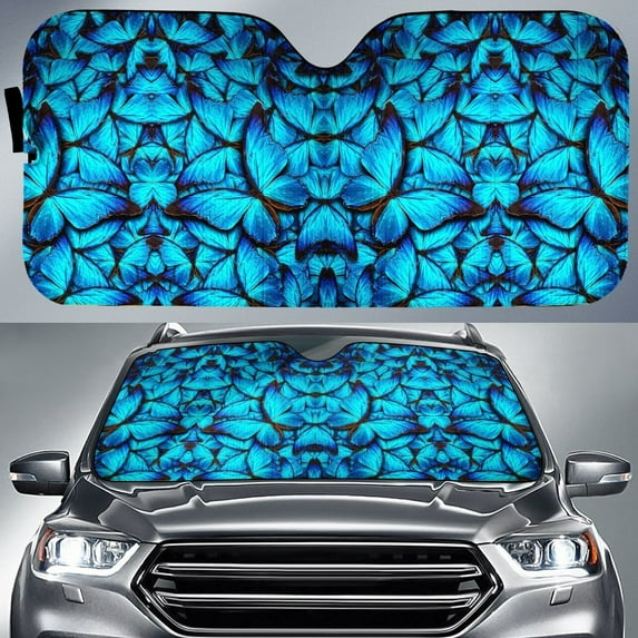 Blue Butterfly Car Sunshade Custom Car Accessories, Car Windshield ...