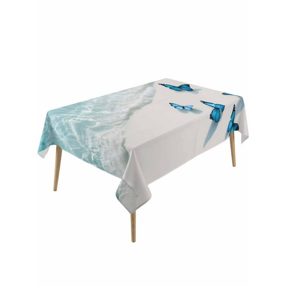 Blue Butterfly Coastal Table Cloth, Summer Beach Ocean Nautical ...