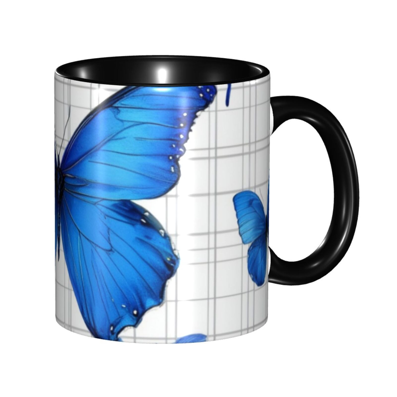 Blue Butterfly Coffee Mug Fun Custom Ceramic Mugs 11oz Black - Walmart.com