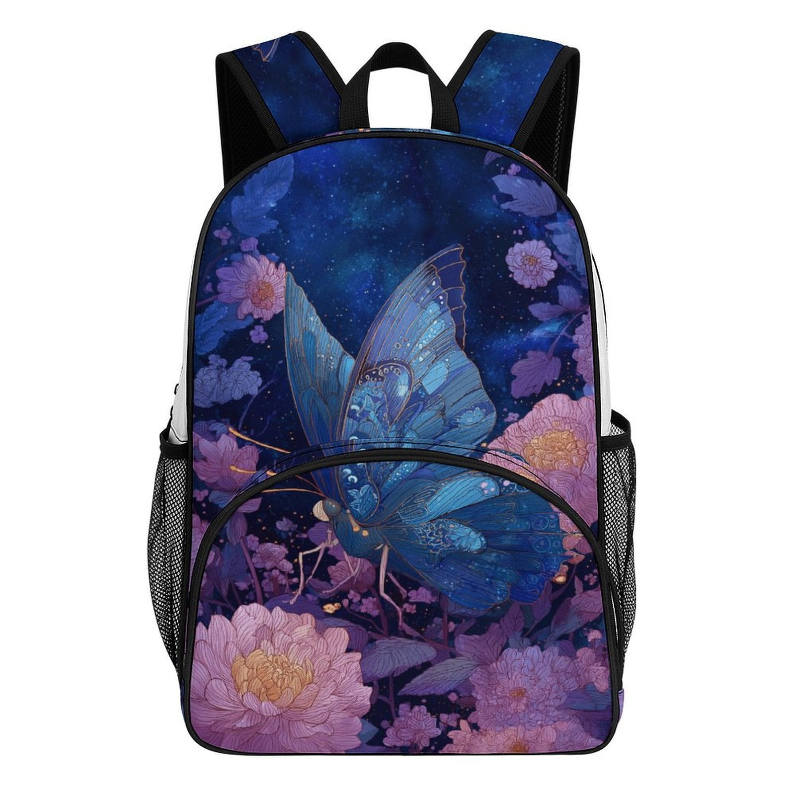 Blue Butterfly Cosmic Flower Garden Backpack Travel Laptop Casual ...
