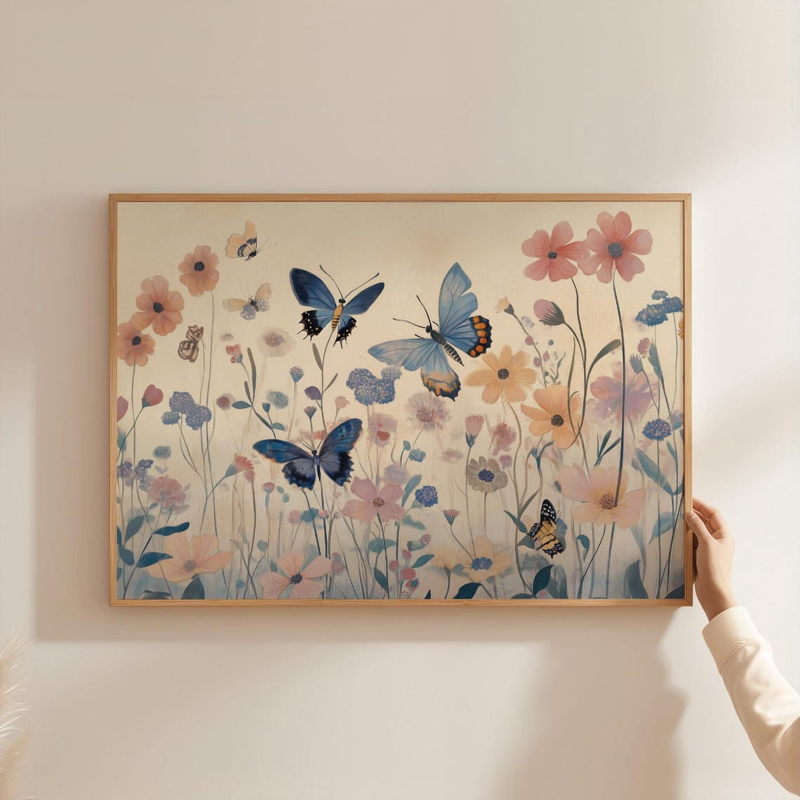 Blue Butterfly Cottagecore Nursery Poster, Unframed Size 16x24 ...