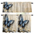 Blue Butterfly Daisy Kitchen Curtains Set for Windows, Spring White ...