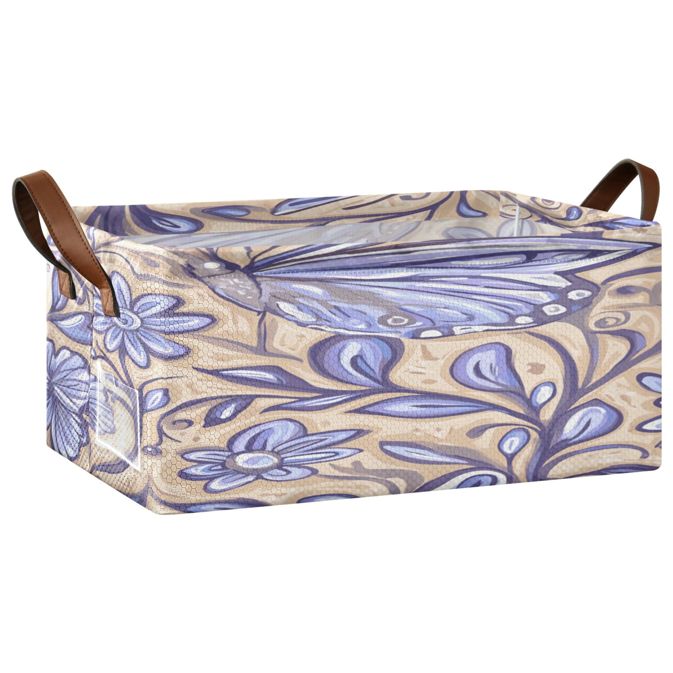 Blue Butterfly Design Open Home Storage Bins Foldable Metal Frame Shelf ...