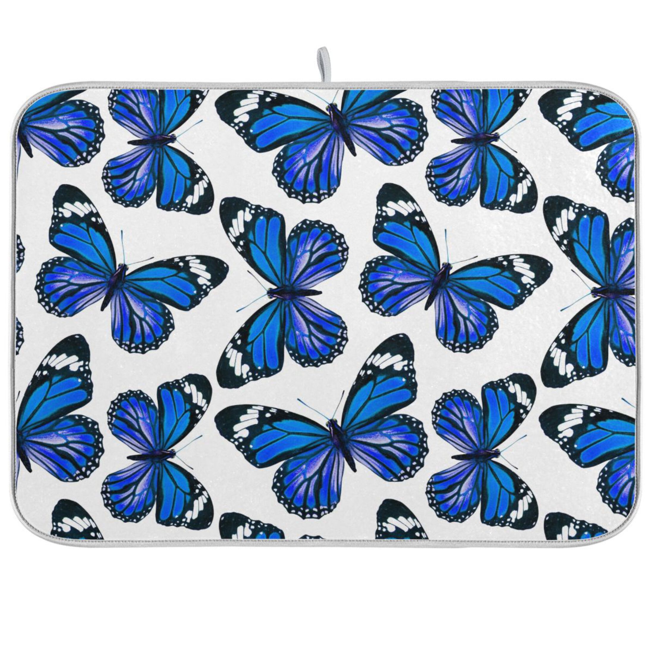 Blue Butterfly Dish Drying Mat Microfiber Kitchen Mats Large Counter ...