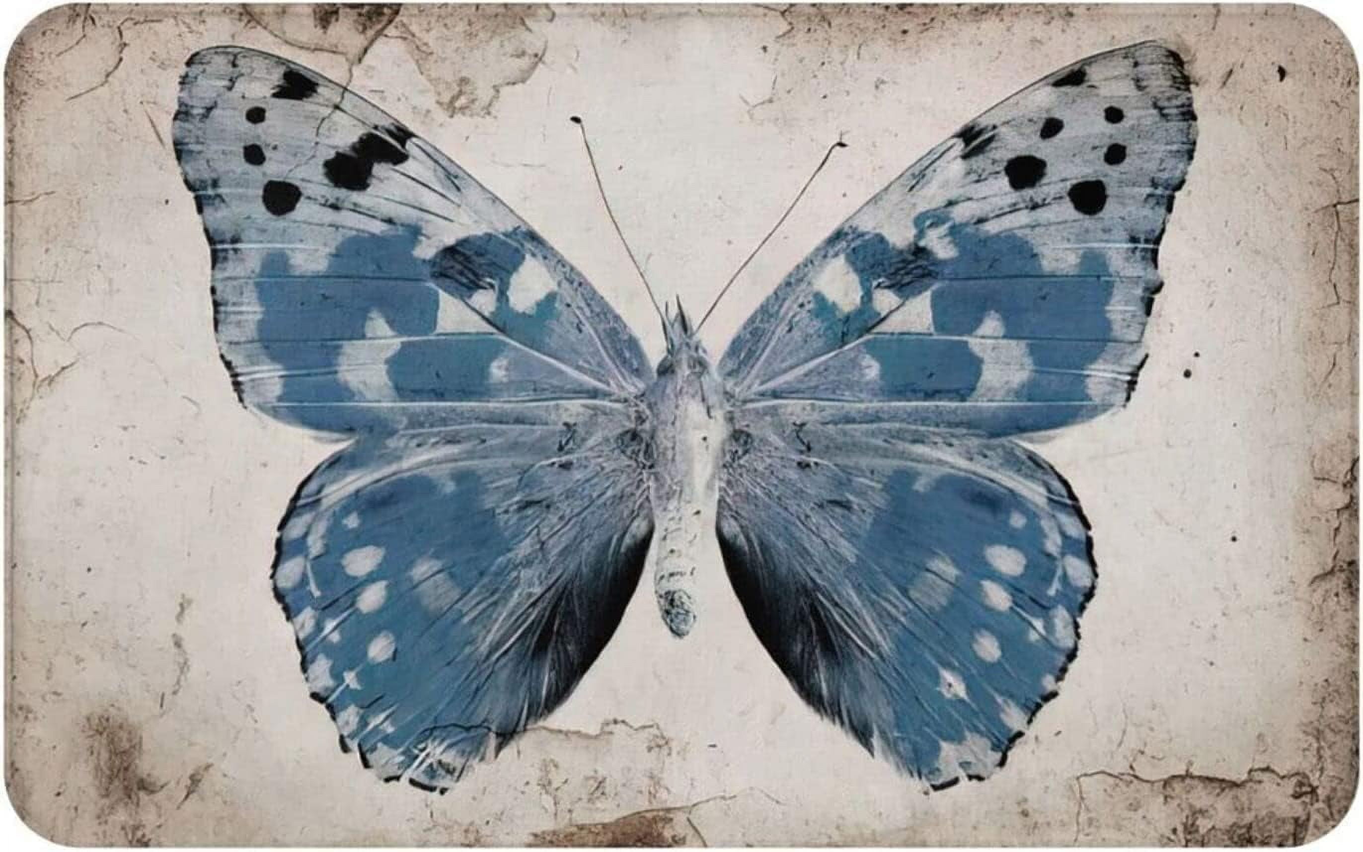 Blue Butterfly Door Mat Welcome Mats Outdoor Indoor Absorbs Mud Doormat ...