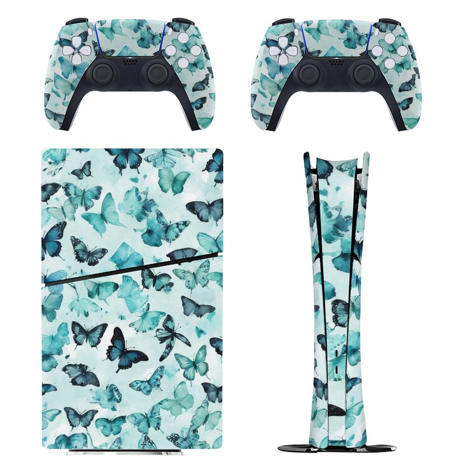 Blue Butterfly Drif Console Skin Bundle for PS5 Pro Slim Disc & Digital ...