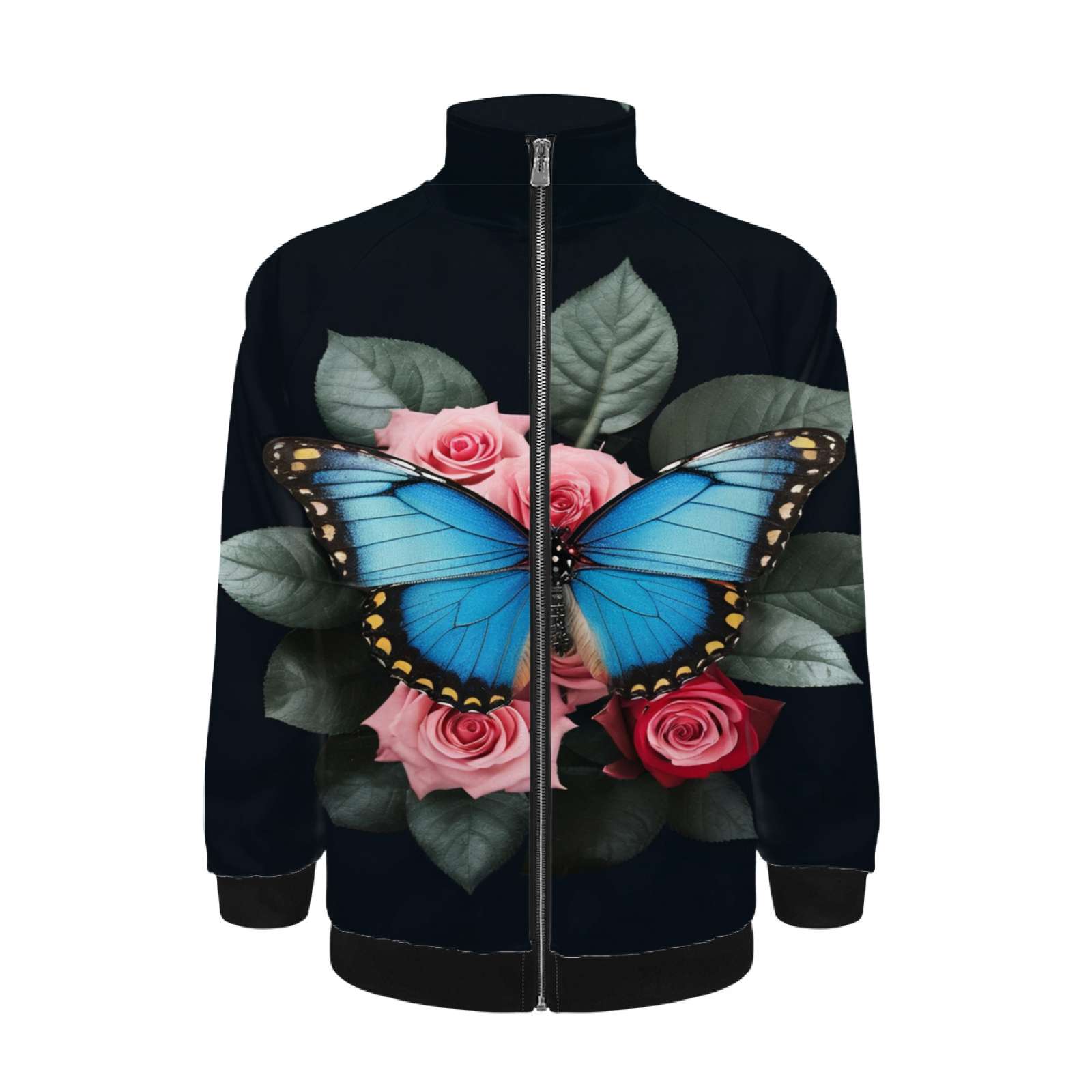 Blue Butterfly Floral Arrangement Jacket Men's Street Cool Long Sleeves ...