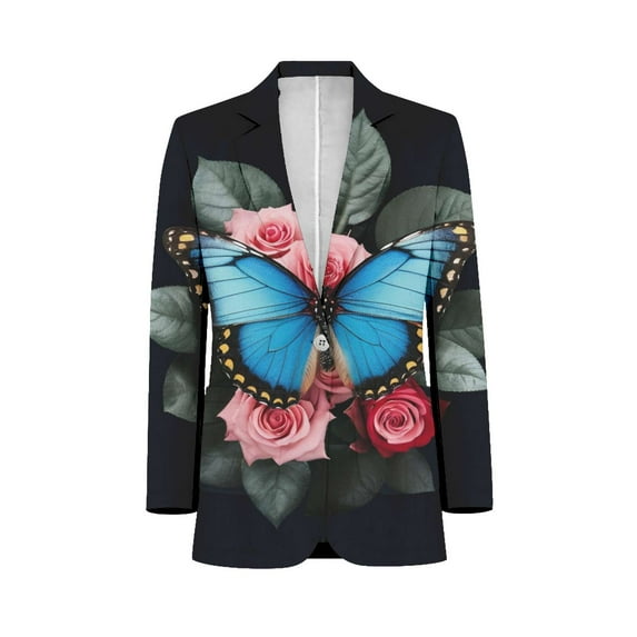 Blue Butterfly Floral Arrangement Men Blazers Slim Clothing Summer ...