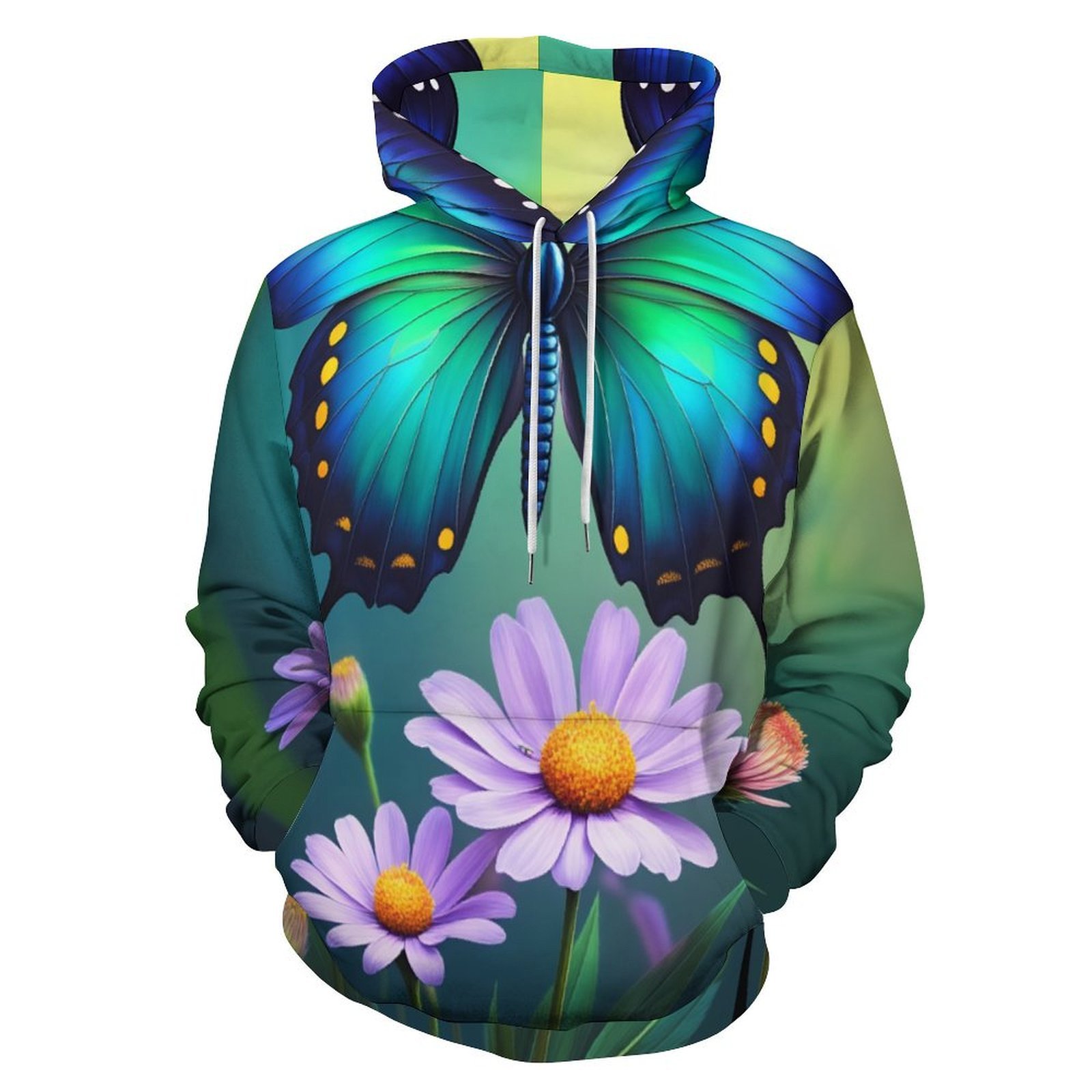 Blue Butterfly Floral Print Men's Women New Sweatshirt Hoodie Men's ...