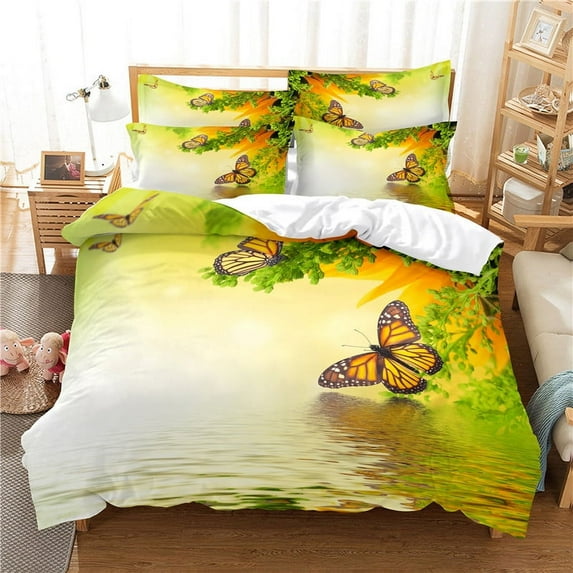 Blue Butterfly Flower Bedding Set Duvet Cover Set 3d Bedding Digital ...