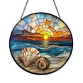 Blue Butterfly Flower Scene Stained Glass Style Window Suncatcher ...