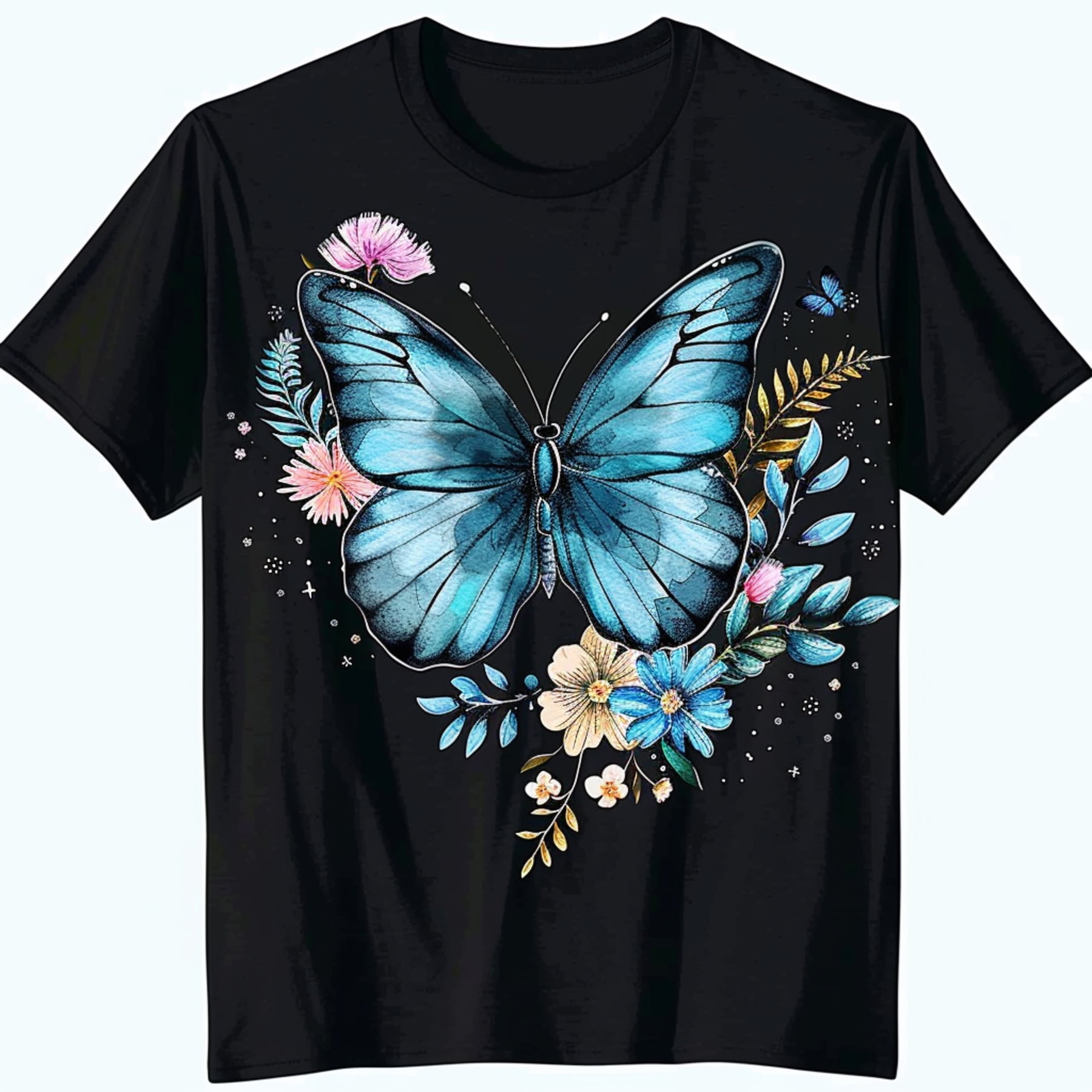 Blue Butterfly & Flower Watercolor Design Rob Janoff Style Casual Game ...