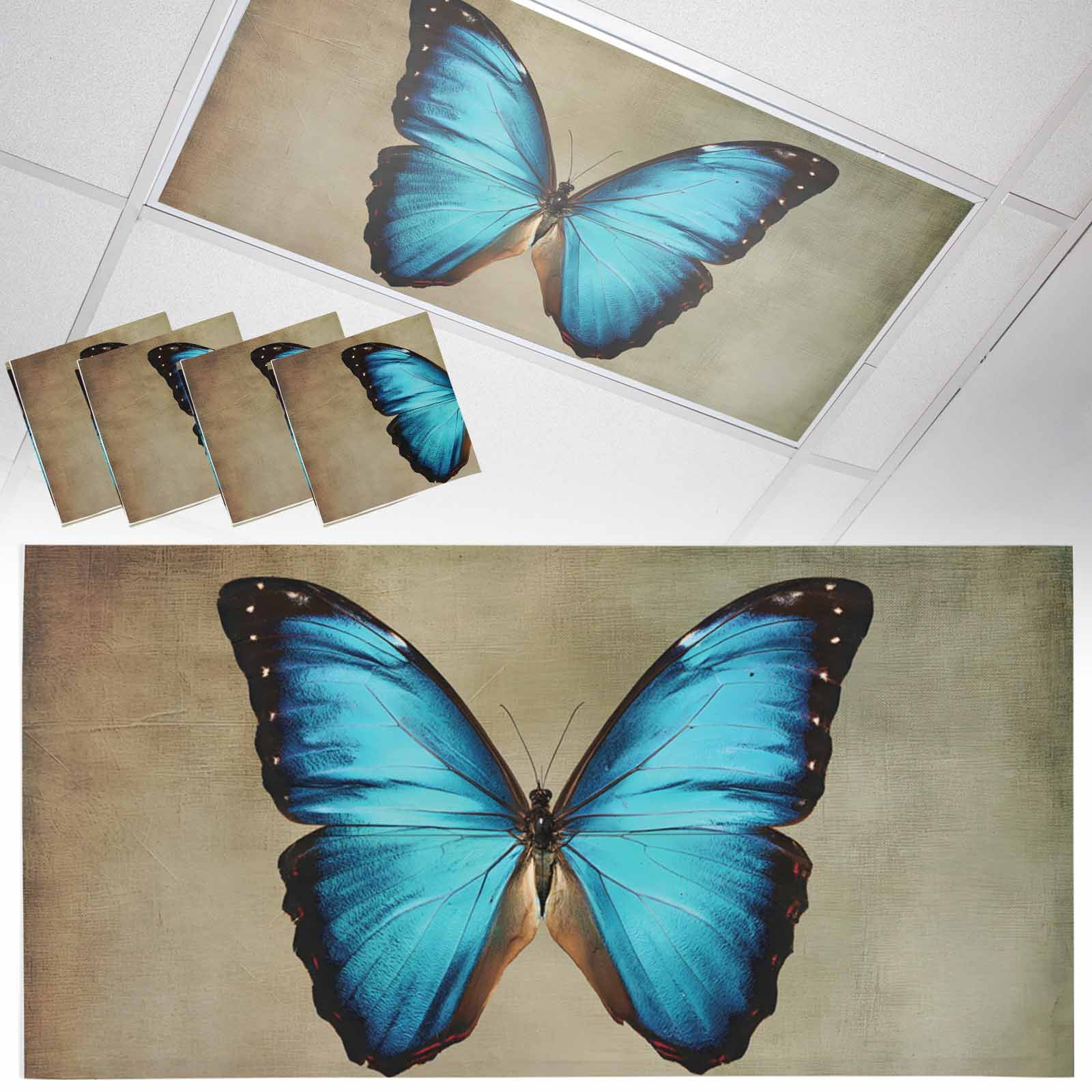 Blue Butterfly Fluorescent Light Covers Vintage Brown Retro Bug Farm ...