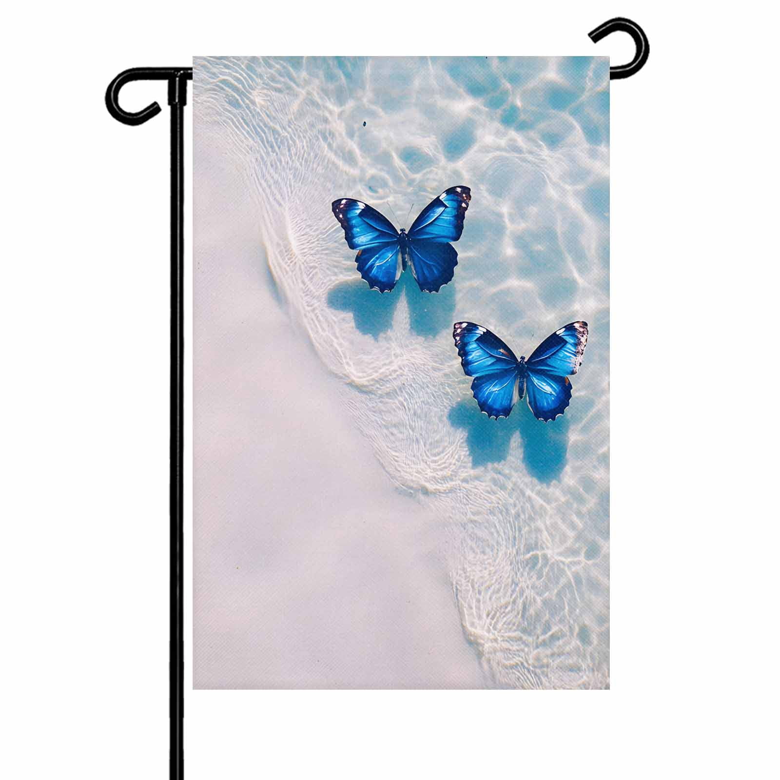 Blue Butterfly Garden Flag 28x40 Inch Ocean Water Double Sided Small ...
