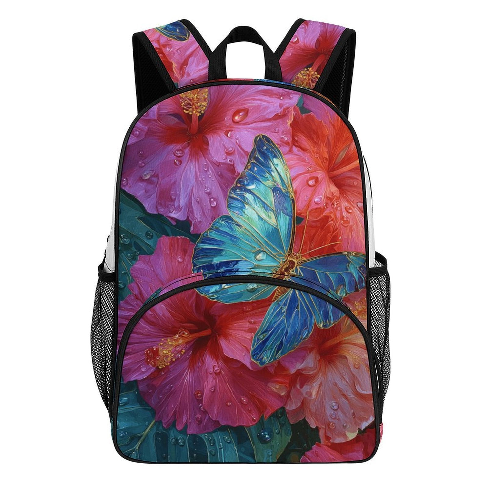Blue Butterfly Hibiscus Flowers Vibrant Nature Big Student Laptop ...