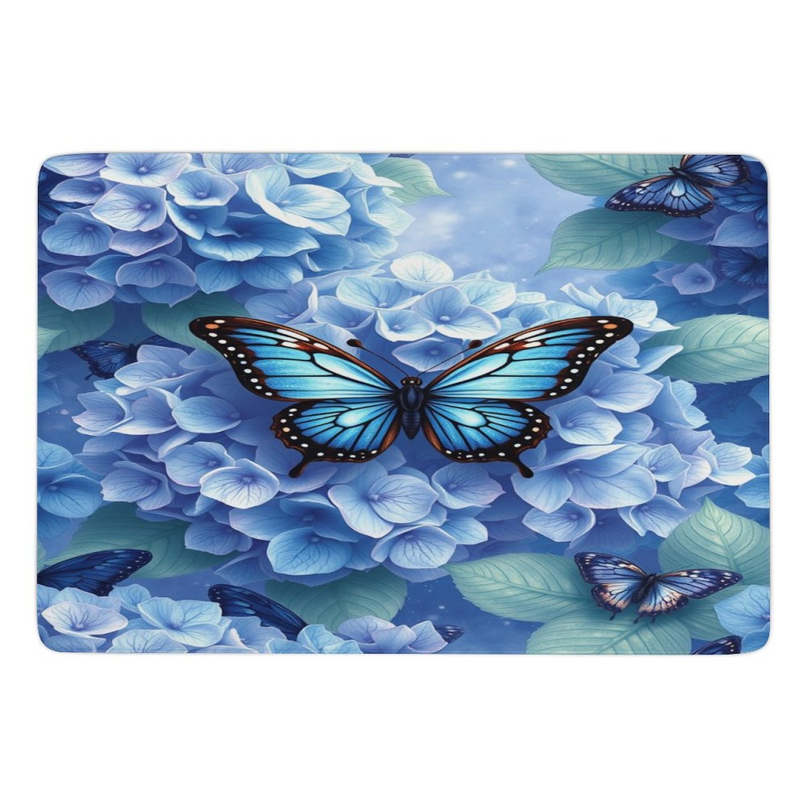Blue Butterfly Hydrangeas Kitchen Floor Mat Living Room Decor Carpet ...