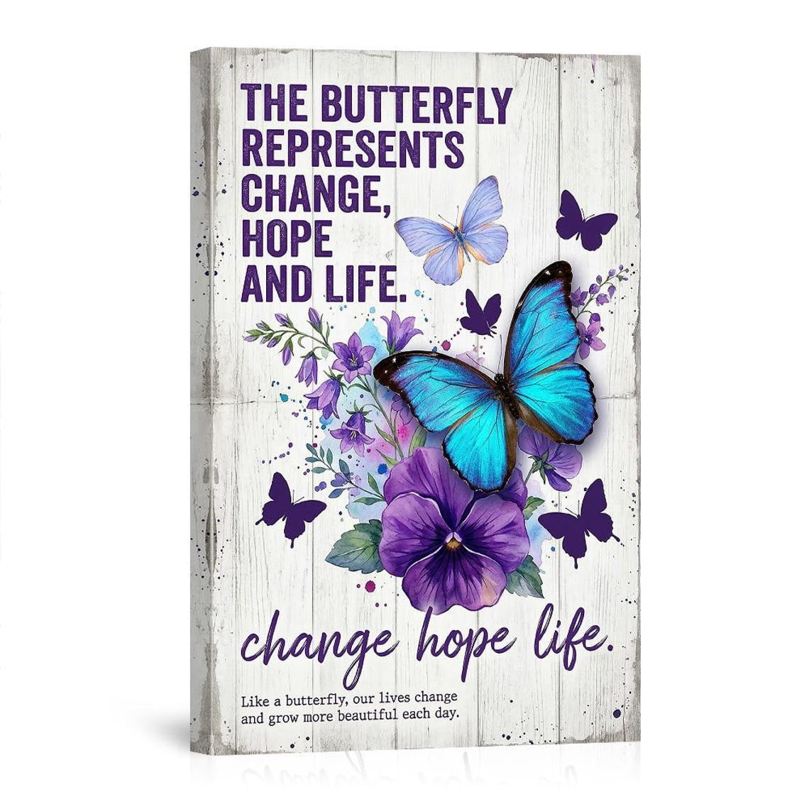 Blue Butterfly Inspirational Quote Purple Floral Change Hope Life For ...