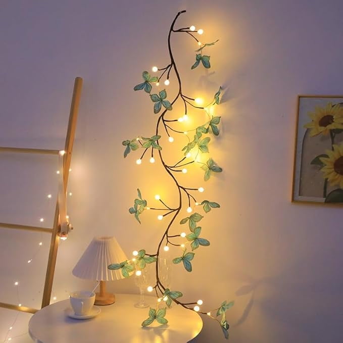 Blue Butterfly LED Tree Branch Lights for Wall, Willow Vine Twig Decor ...