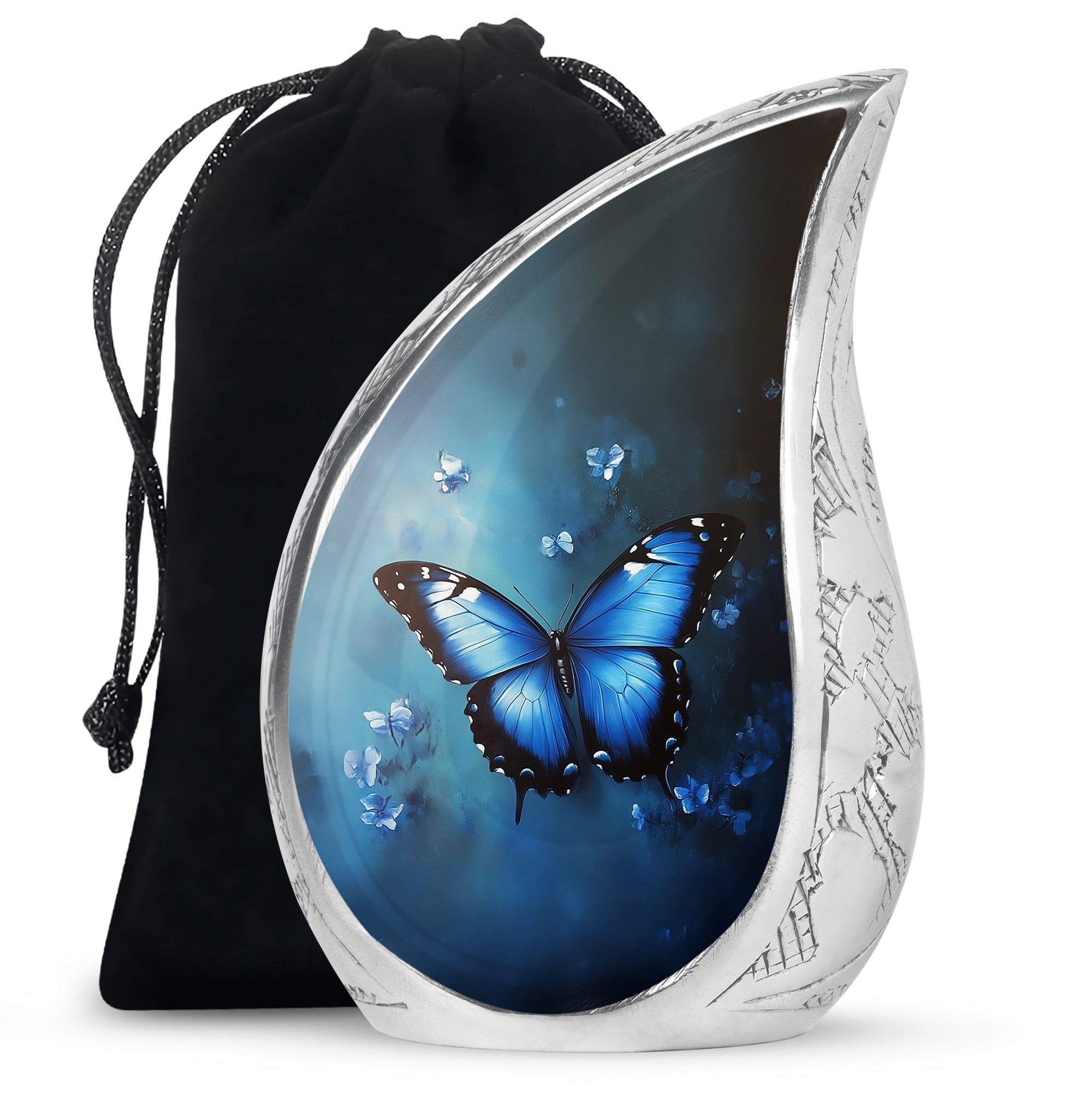 Blue Butterfly Large Urn For Ashes Adult Male - Burial Urns For Human ...
