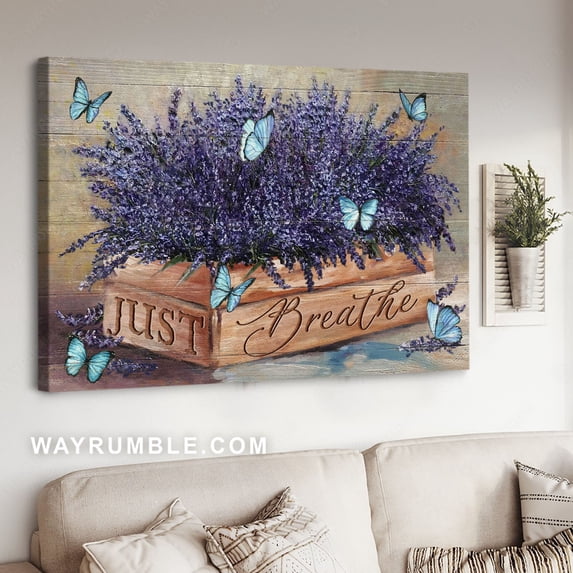 Blue Butterfly Lavender Painting Abstract Art Inspirational Quote Just ...