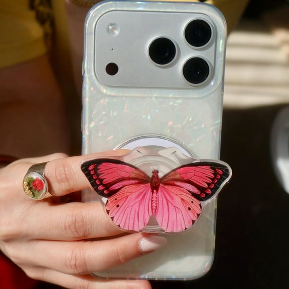 Blue Butterfly MagSafe Grip – Handmade Floral Magnetic Phone & Tablet ...