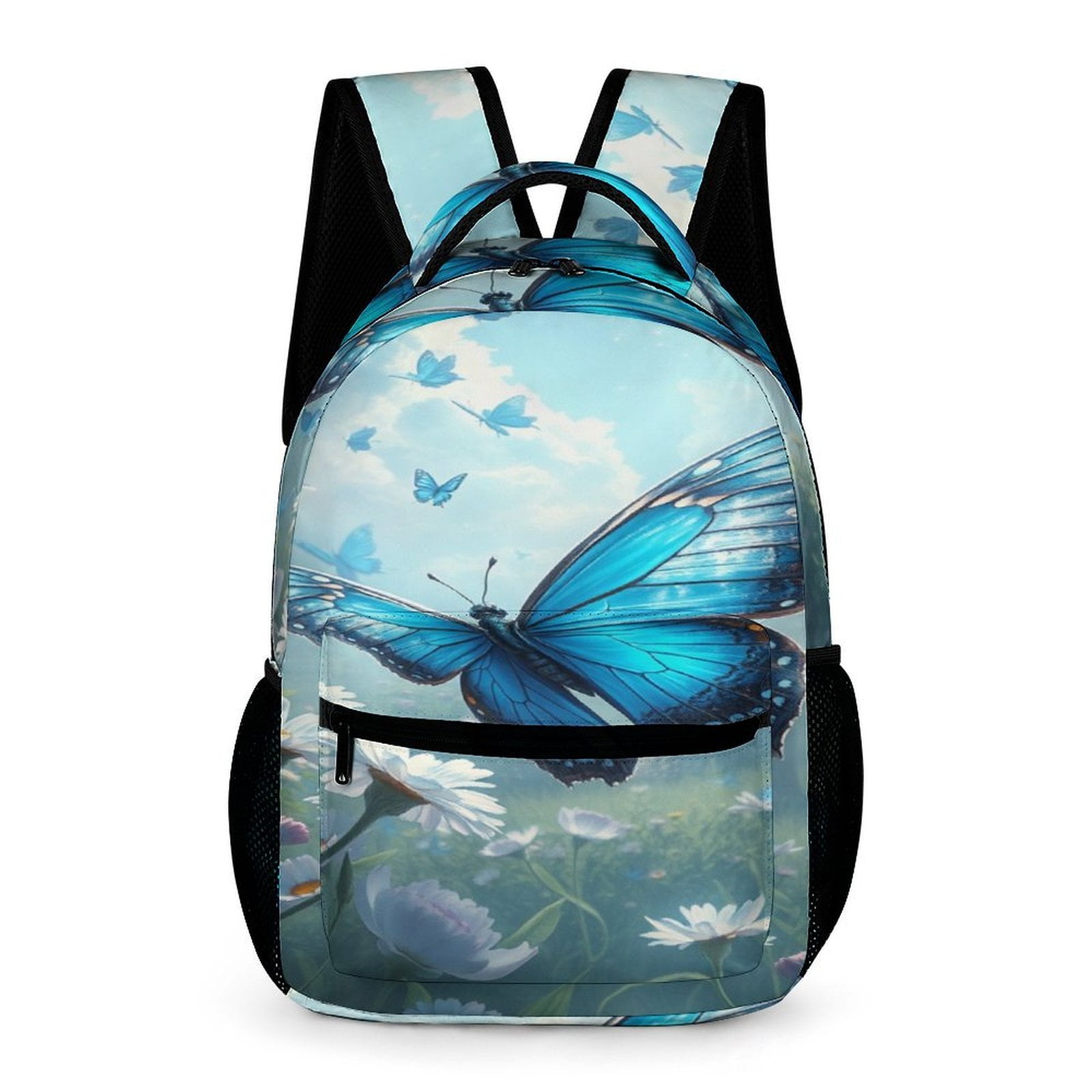 Blue Butterfly Meadow Dream Backpack Student Bookbag School Bag Laptop ...