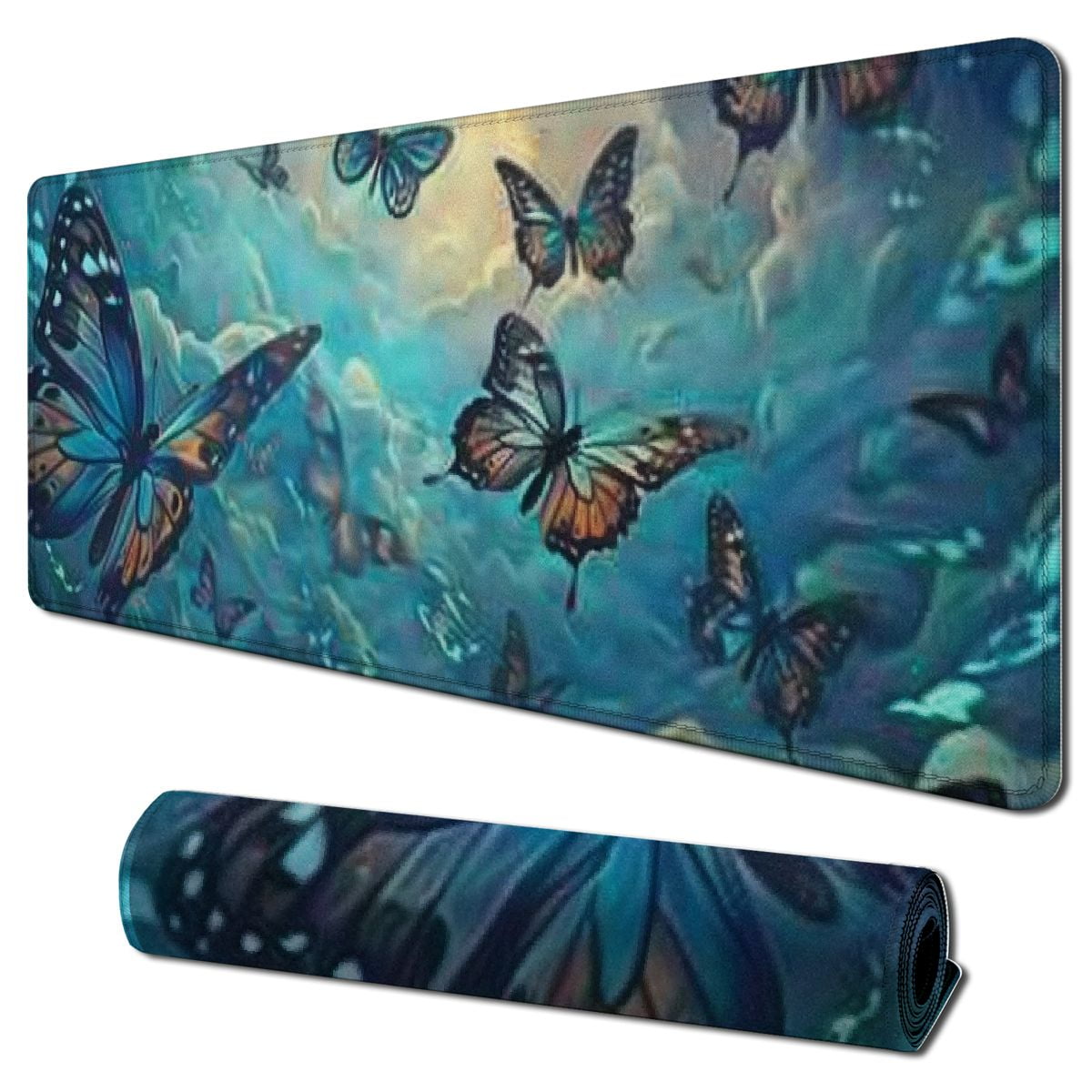 Blue Butterfly Mouse Pad Gaming with Non-Slip Rubber Base, Keyboard ...