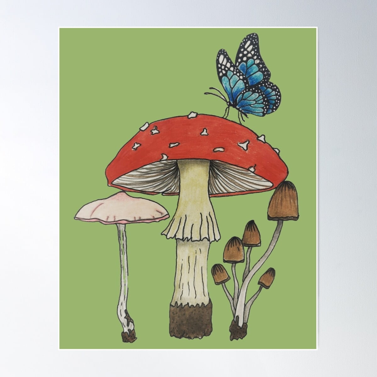 Blue Butterfly Mushie... Poster Wall Art, Modern Wall Decor For Living ...