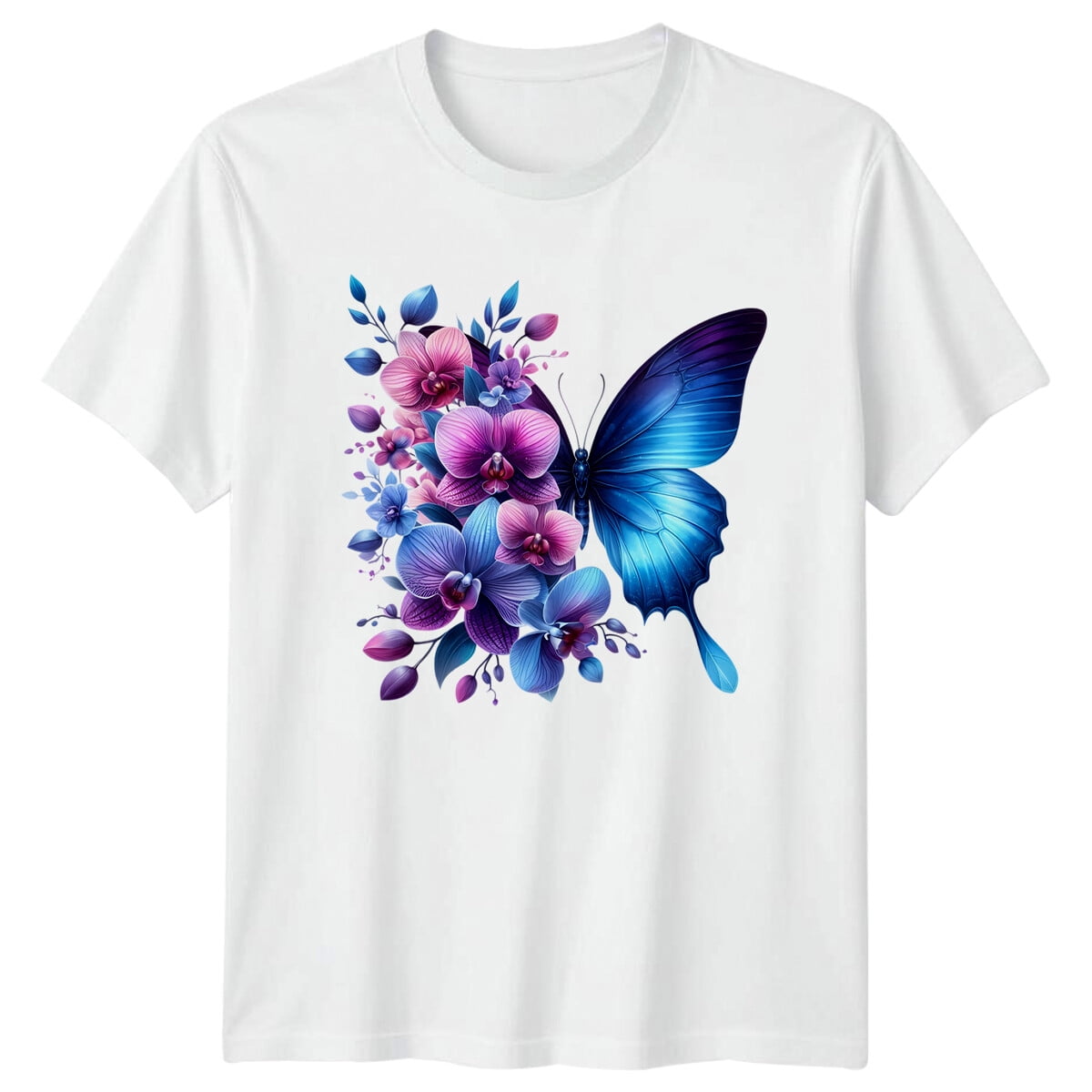 Blue Butterfly Orchid Floral Nature Men Women Graphic Tee Shirt ...