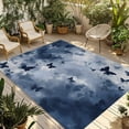 Blue Butterfly Outdoor Rug, Foggy Navy Blue Butterfly Silhouette Non ...