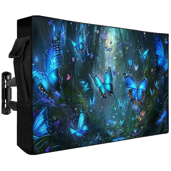Blue Butterfly Outdoor TV Cover 30 to 32 inch Shiny Dream Flower Forest ...