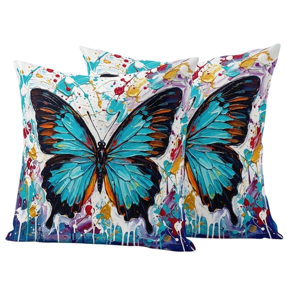 Blue Butterfly Outdoor Waterproof Pillow Covers, Modern Abstract Art ...