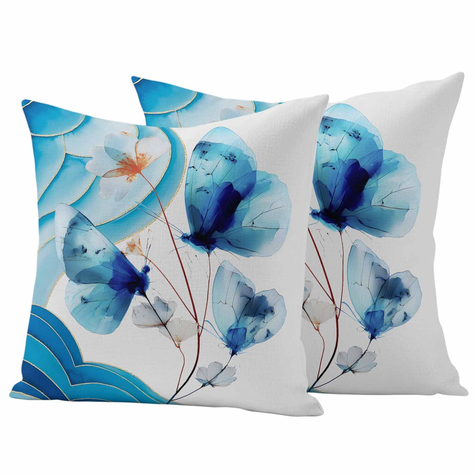 Blue Butterfly Outdoor Waterproof Throw Pillow Covers Set of 2, 18"x18 ...