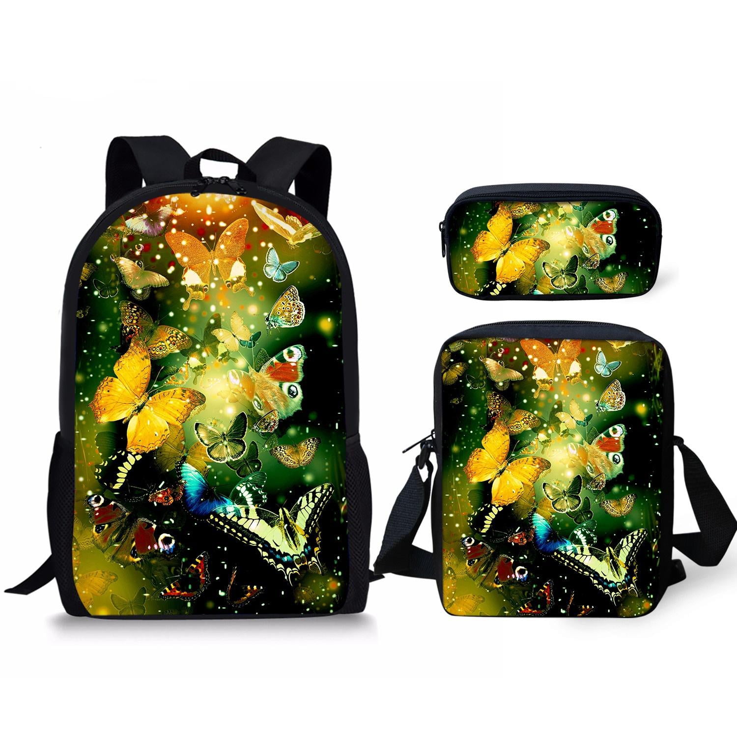 Blue Butterfly Pattern 3pcs/set Student Schoolbag Women Fashion ...