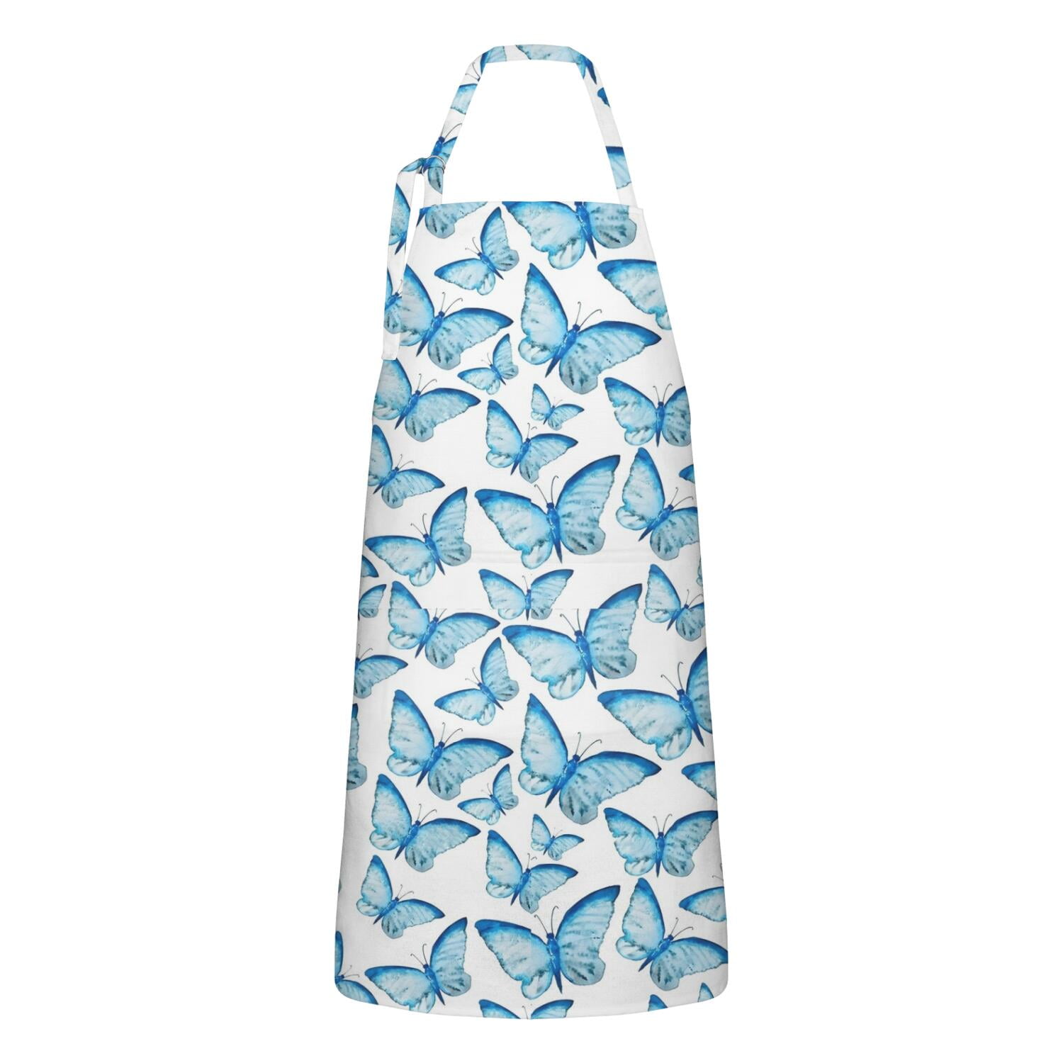 Blue Butterfly Pattern Apron-Garden Aprons for Women with Pockets ...