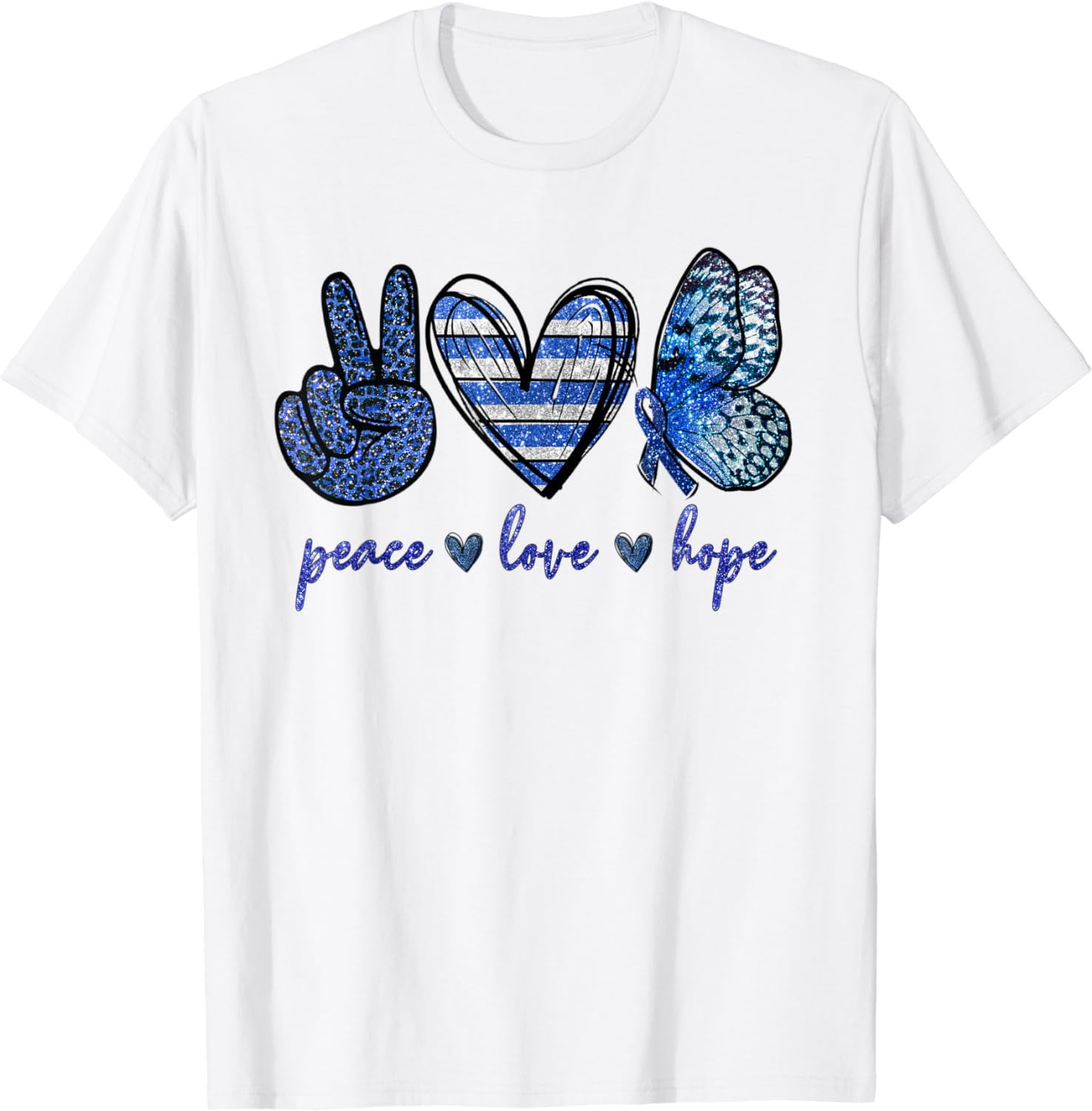 Blue Butterfly Peace Love Hope ALS Awareness Month T-Shirt - Walmart.com