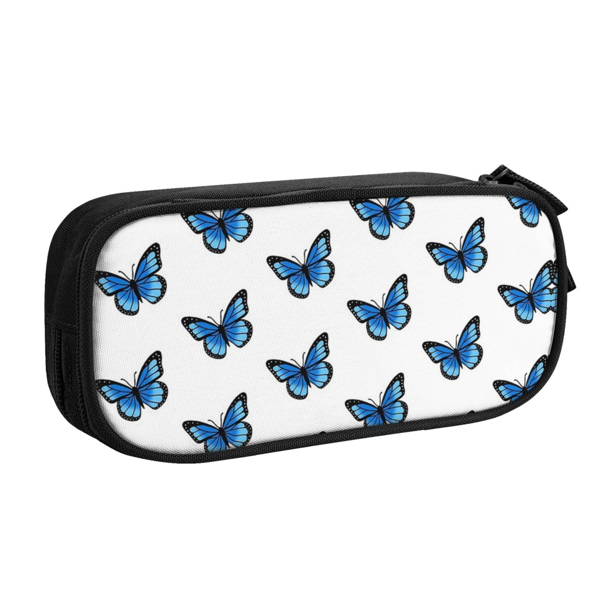 Blue Butterfly Pencil Case Pen Box Bag s Large Storage Students Zipper ...