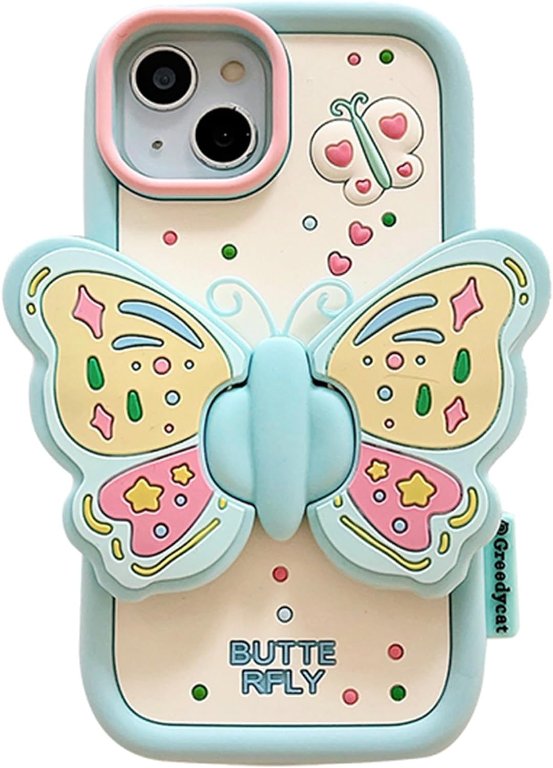Blue Butterfly Phone Case Compatible with iPhone 14 Pro, Cute 3D Korea ...
