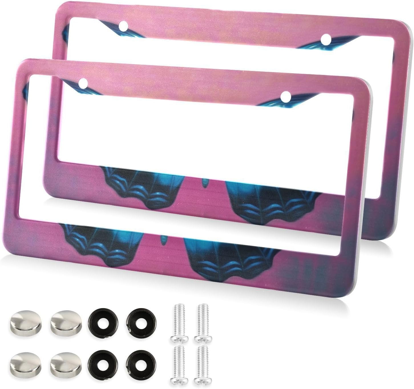 Blue Butterfly Portrait License Plate Frame, Aluminum Car Tag Frames, 2 ...